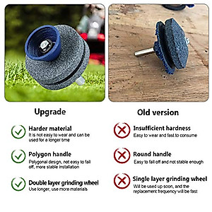 【2021 New】 Universal Wear Resistant Lawn Mower Blade Sharpener, Quality Double Layer Corundum Lawn Mower Blade Sharpener for Any Power Drill Hand Drill, Double-Layer Grindstone Not Easy Damage-(Gray)