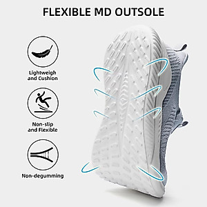 Akk Mens Wide Width Walking Shoes Running Sneakers - Tennis Shoes Breathable Workout Athletic Gym Shoes Comfortable Lightweight Indoor Outdoor Casual Sneakers Silvery Grey Size 10.5