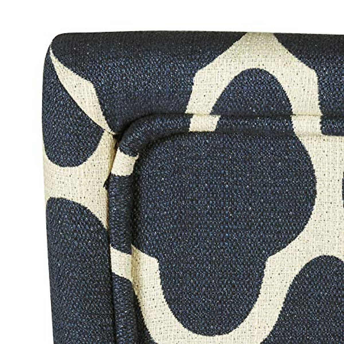 HomePop Upholstered Counter Height Barstool, 24-inch, Navy and Cream Geometric