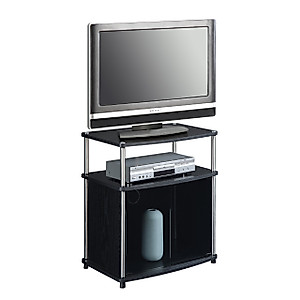 Convenience Concepts Designs2Go TV Stand with Black Glass Cabinet, Black, 23.75"L x 15.75"W x 26.75"H