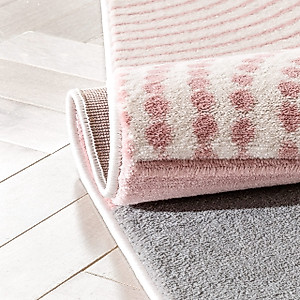 Well Woven Good Vibes Margot Blush Pink Modern Geometric Boxes & Lines 3D Textured 3'11" x 5'3" Area Rug