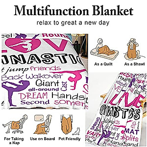 I Love Gymnastics Blankets and Throws,Cool Gymnastics Gifts for Girls Women,Flexibility Sport Fleece Plush Blanket,Ultra Soft Cozy Fuzzy Sofa Flannel Blanket - Hot Purple Pink, 50"x40"