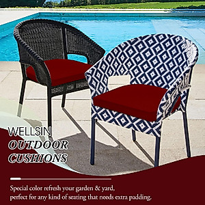 Wellsin Outdoor Chair Cushions for Patio Furniture - Patio Chair Cushions Set of 2 - Waterproof Round Corner Outdoor Seat Cushions 17"X16"X2", Burgundy