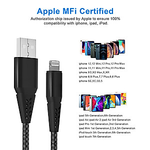 iPhone Charger 20FT/6M [Apple MFi Certified] Lightning Cable Extra Long iPhone Charging Cord Nylon Braided Fast Apple Charger Cable 2.4A for iPhone 12 11 Pro X XS Max XR/8 Plus/7 Plus/6/6s Plus