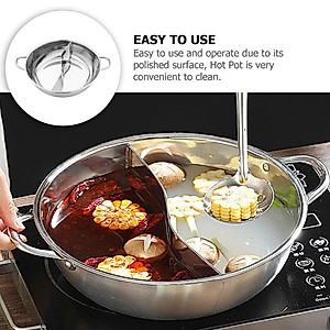Cabilock 34CM Stainless Steel Hot Pot Induction Cooker Hotpot Pot Hot Pot with Divider Double Handle Hotpot Pot for Induction Cooktop Gas Stove Dual Sided Soup Cookware, SCX2EU4615P26Q9U6G