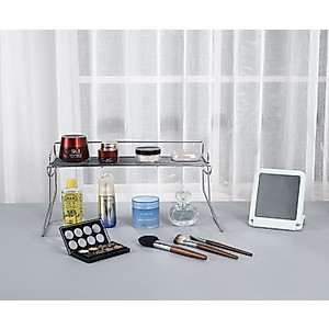 JUNCHU CHERRY Metal The Sink Vanity Organizer 2 Pack, Bathroom or Kitchen Sink Organizer, Feminine Products Organizer (2 Chrome)