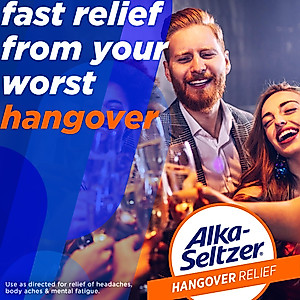 Alka-Seltzer Hangover Relief Tablets, Fast Relief Starts In About 15 Minutes for Headaches, Body Aches & Mental Fatigue, Bachelorette & Bachelor Party Packs 60 Count (3 Boxes, 20 Tablets Each)