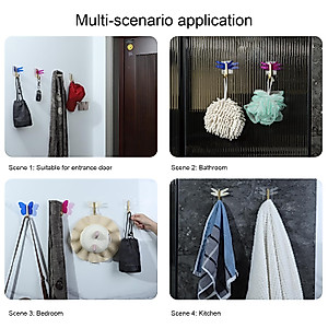 S.T.D Adhesive Hooks，Waterproof Rustproof 4 Colors Acrylic (Frosted) for Hanging Clothes, Towel, Hat, Bags, Key, Coat, Miscellaneous, Hook - Creative Butterfly May at Any Time Change Places（4Pack）