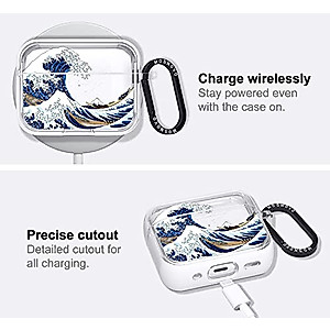 MOSNOVO Airpods Pro 2 Case, Apple Airpods Pro 2 Case, Tokyo Wave Clear Case Design with Luxe Metal Ring Shockproof Protective Cover Case for Airpods Pro Generation