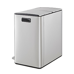 Casa Andrea Milano 10-Gallon Hands-Free Dual Compartment Recycling Kitchen Step Trash Can with Soft-Close Lid, Plastic Inner Buckets