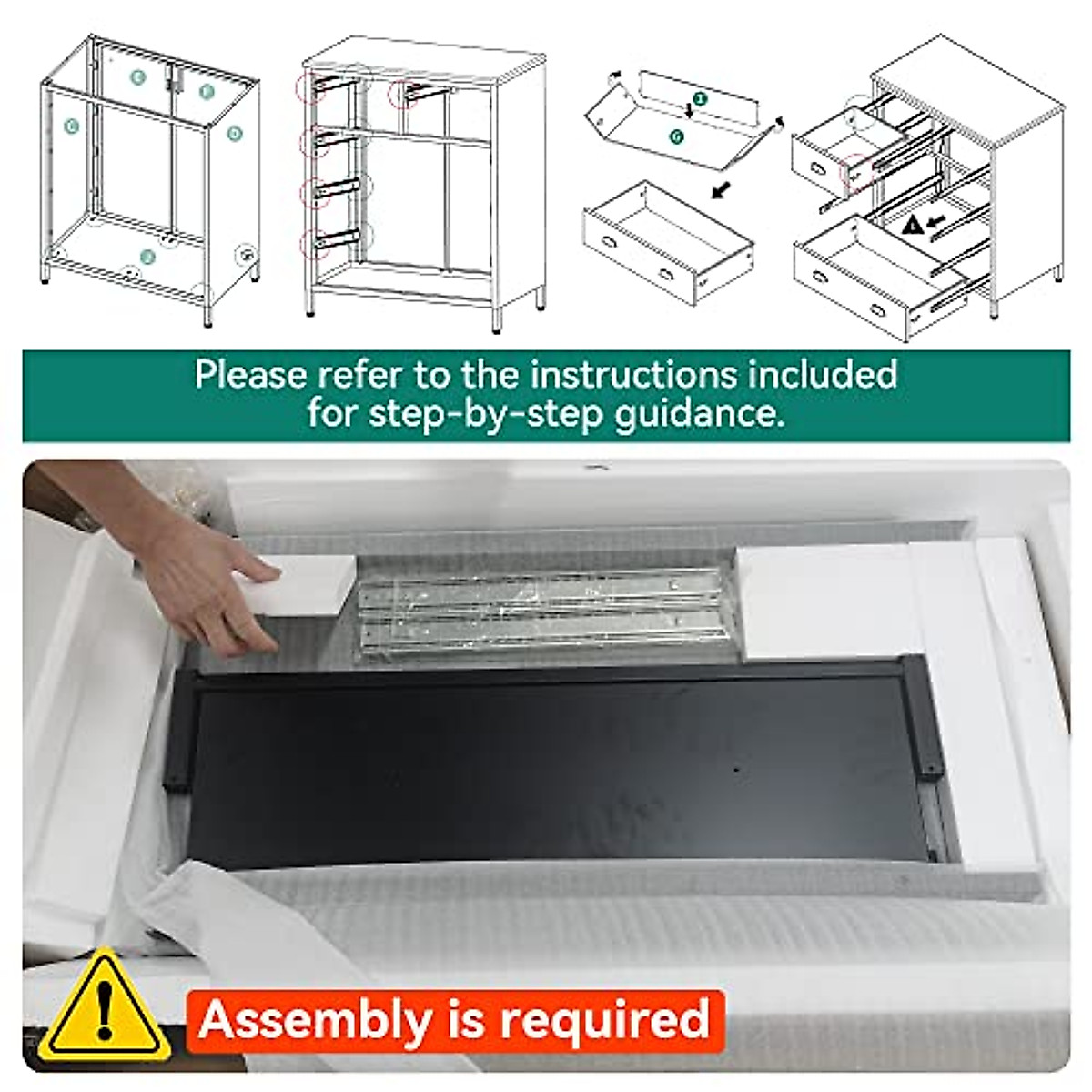 YITAHOME 5 Drawer Dresser, Metal Storage Chest of Drawers, Large Capacity Clothing Storage Organizer with Golden Handles, Tall Dresser for Bedroom, Living Room, Hallway, Entryway, Black