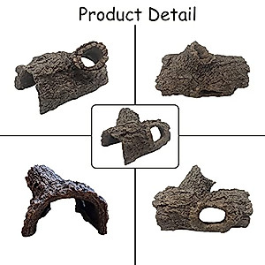 Tfwadmx Large Reptile Hides Lizard Resin Hollow Tree Trunk Hideout Bendable Vines Leaves Bearded Dragon Tank Accessories Gecko Habitat Decoration for Chameleon,Snake and Hermit Crabs