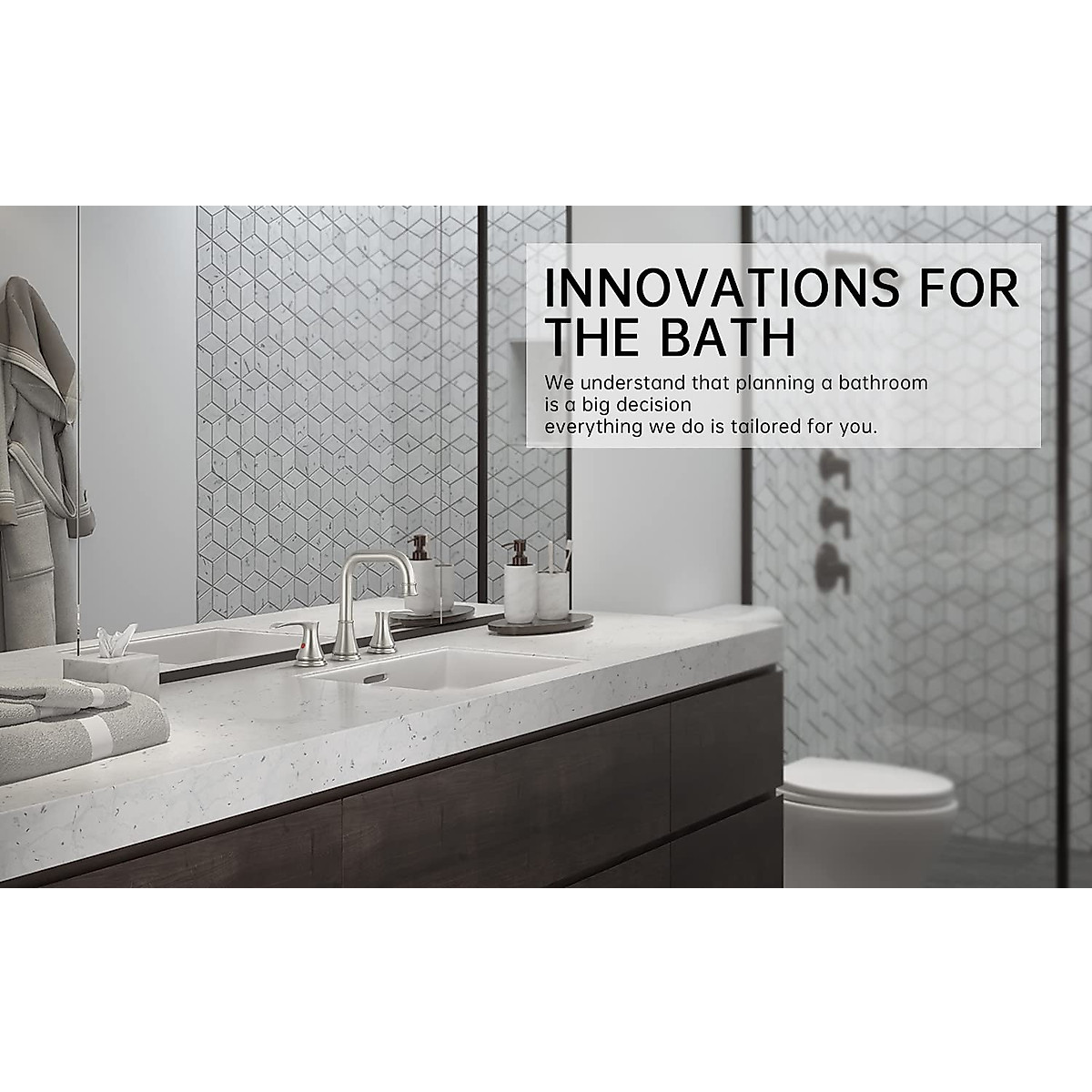 ARRISEA Bathroom Faucets for Sink 3 Hole Brushed Nickel Bathroom Sink Faucet with Pop-up Drain and Built-in Strainer, 8 Inch Wide-Spread Faucets for Bathroom Sink 3 Hole, BF057-1-BN