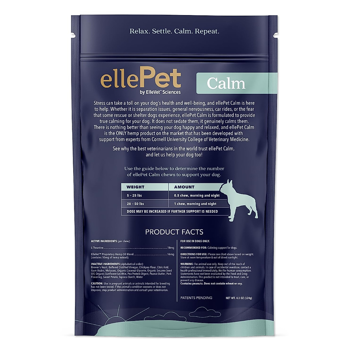 ELLEPET Calm Hemp Calming Chews 10mg for Dogs Under 50lbs - with Proprietary Hemp Oil Blend - Helps with Calming, Stress, Cognitive Support, and Overall Wellness