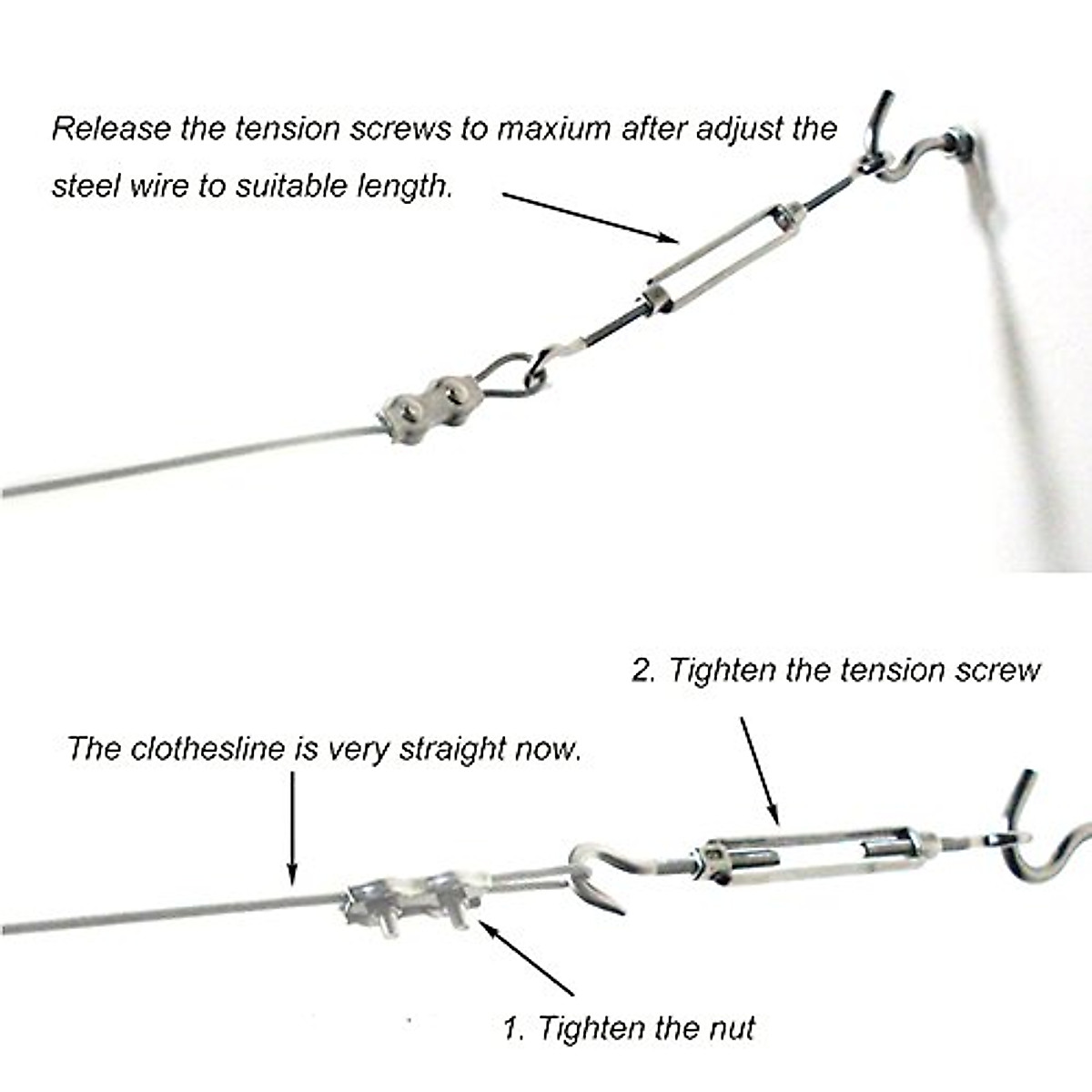 Clotheslines 20 2/3ft Portable for Travel, Curtain Wire Heavy Duty Stainless Steel, Windproof Anti-sag Laundry Rope Multipurpose Cable Camping/Cruise/Travel/Drying (20 2/3ft)