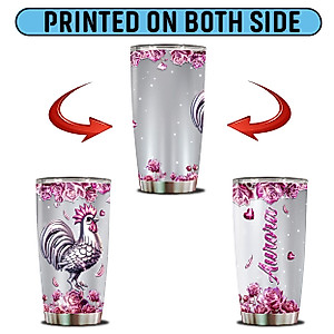 WONWIX Personalized Chicken Coffee Mug For Women Travel Drinking Cups Chickens Gifts For Mom Ladies Jewelry Birthday Christmas Valentine Mothers Day 20oz Stainless Steel Tumblers With Lids