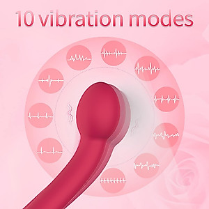 Portable High Frequency Deep Vibrating Massager Electric Rechargeable Handheld Vibrators with 10 Vibration Pleasure Personal Massage for Body Women Female Gifts (Red)