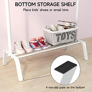 STWWO Kids Clothing Rack, Metal Dress Up Storage, Kids Costume Rack with Storage Shelf, Toddler Clothing Rack Organizer, White