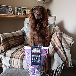 SKIPPER'S Wolf Fish Skin Twists Dog Chews - 100% Fish Skin Grain Free Treats for Dogs, High in Protein & Low in Fat, Essential Omega 3 Oils | Great for Teeth (Short, 2.5 Oz)