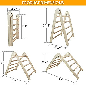 bbgroundgrm Beech Climbing Toys for Toddlers 1-3, Folding Toddler Climbing Toys Indoor, Montessori Play Gym Wooden for Toddlers and Kids