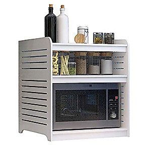JF-XUAN Kitchen Shelf Microwave Oven Rack Oven Microwave Oven 3 Tier Shelf Kitchen Shelf Unit Multi-Purpose Storage Spice Workstation Organizer Large Microwave Oven Rack (Color : White, Size : 58X38