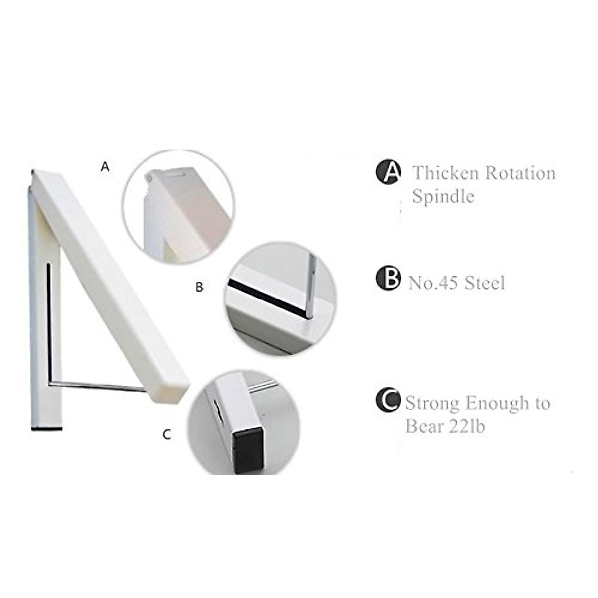 KK5 Clothes Hanger - Folding Retractable Clothes Racks| Wall Mounted Clothes Drying Rack| Home Storage Organiser Space Savers for Living Room/Bathroom/Bedroom/Office, Easy Installation - 1 Kit