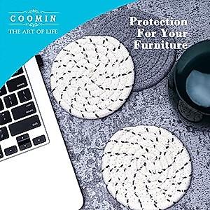 Absorbent Drink Coasters, Handmade Braided Drink Coasters, Super Absorbent Heat-Resistant Coasters for Drinks Great Housewarming Gift, Coasters for Coffee Table (Dark Grey, Light Grey, Beige/Grey, 6)