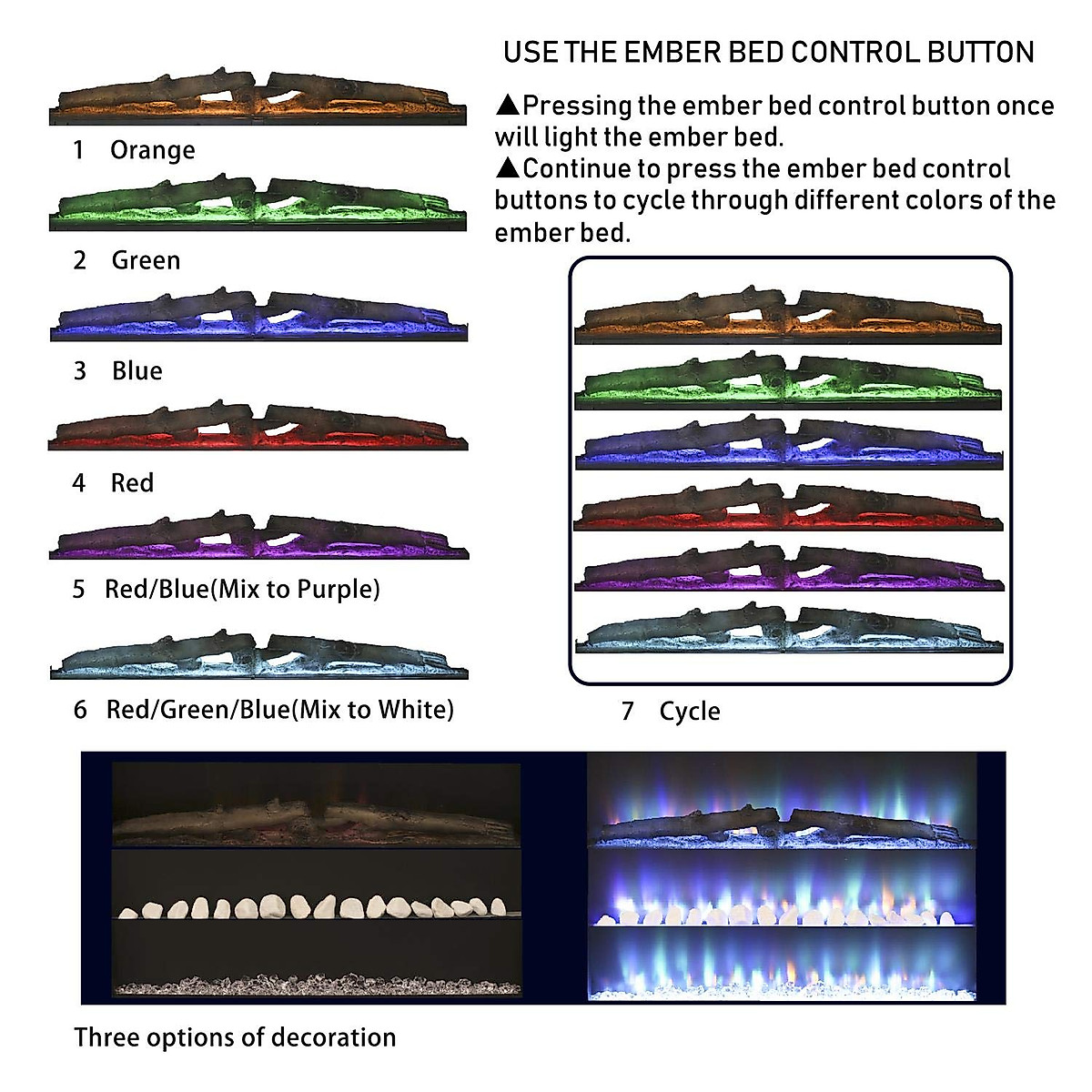 Top Space Wall Mount Fireplace 48 Inch Electric Fireplace with Remote Control Timer, Adjustable Log or Crystal Flame, 1500W, Black