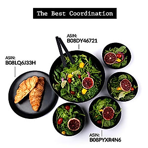 ACASSA Black Dinner Plates Set of 4, Kitchen Plates, Matte Black Plates, Modern Dinner Plates, Dishwasher Safe, Unbreakable Dinnerware, Bamboo Fiber, Lightweight, Sustainable (Black, 10 inch)