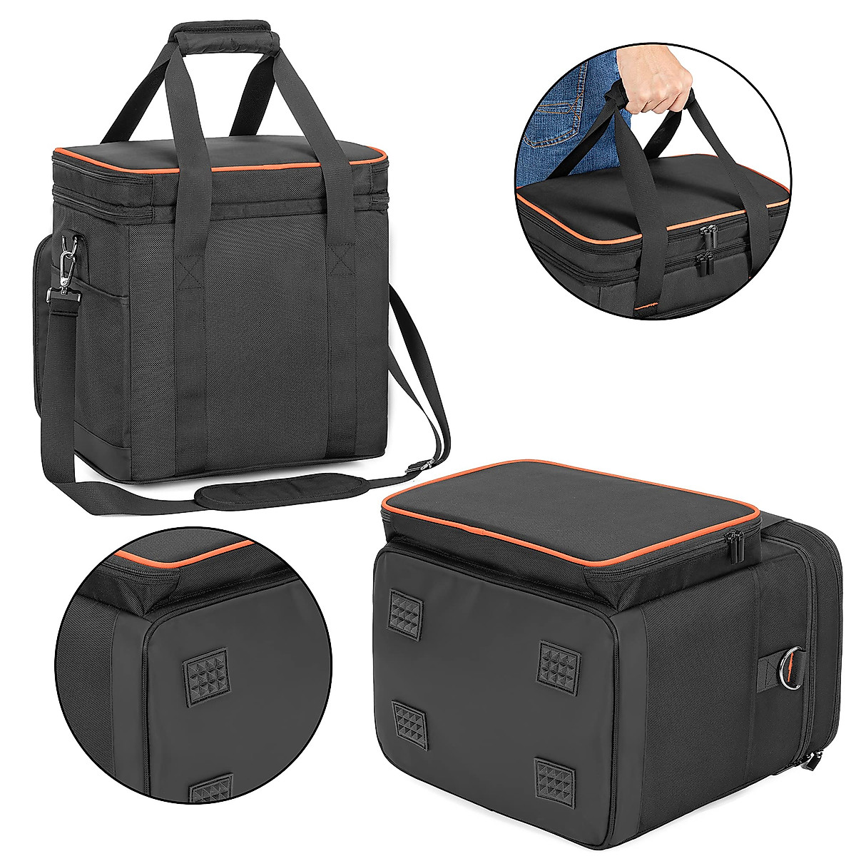 Trunab Double-Layer Carrying Case Compatible with Jackery Portable Power Station Explorer 1000, Battery Case with Waterproof Bottom and Upper Compartment for Charging Accessories