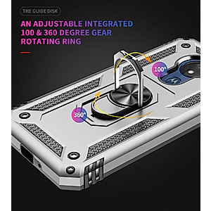 Military Grade Drop Impact for Motorola Moto G7 Power Case Moto G7 Supra Case 360 Metal Rotating Ring Kickstand Holder Magnetic Car Mount Armor Shockproof Case for Moto G7 Power Phone Case (Black)