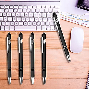 Lragvtbk 8 Pcs Blue Ink Ballpoint Pen with Stylus Tip 2 in 1 Stylus Ballpoint Pen Metal Pens Stylus Pen for Touch Screens School Office Coworkers (Black)