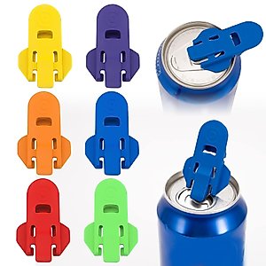 Manual Easy Can Opener, 6 Pcs Color Soda Beer Can Opener Beverage Can Protector, Premium Plastic Shields Tab Openers for Pop, Cover Beer or Soda Cans at Picnic, BBQ, Protect Cold Drinks From Bees