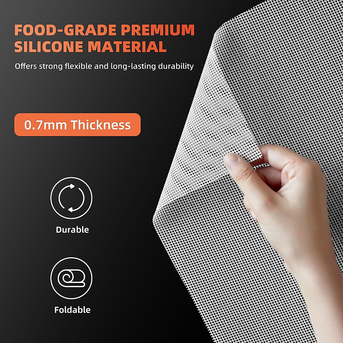 Septree 2000x350mm DIY Silicone Dehydrator Sheets, [2 Pack] Non Stick Large Silicone Mesh for Fruit Dryer, Food Dehydrator Tray Liners Reusable Baking Mat (78.74 x 13.78 inch)