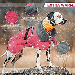 IECOii Dog Winter Clothes, Warm Dog Winter Sweater, Dog Fleece Jacket with Turtle Neck, Dog Waistcoat for Large Dogs Winter Fits for Pitbull, Border Collie, Samoyed, English Bulldogs, XL