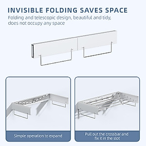 tonchean Wall Mounted Drying Rack Collapsible, Laundry Drying Rack 31.5" Wide, 13.2 Linear Ft Carbon Steel Quality Upgrade 110lb Capacity with Wall Template for Indoor Outdoor Drying Clothes