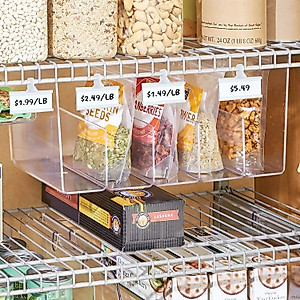 Reusable Plastic Wire Shelf Label Holder, for Pantry Retail Shopping Mall Store, Supermarket UPC Price Card & Ticket Display, Strong & Easy Clip Design Tight Snap Lock Closure. 1-1/4" H X 3" W (100)
