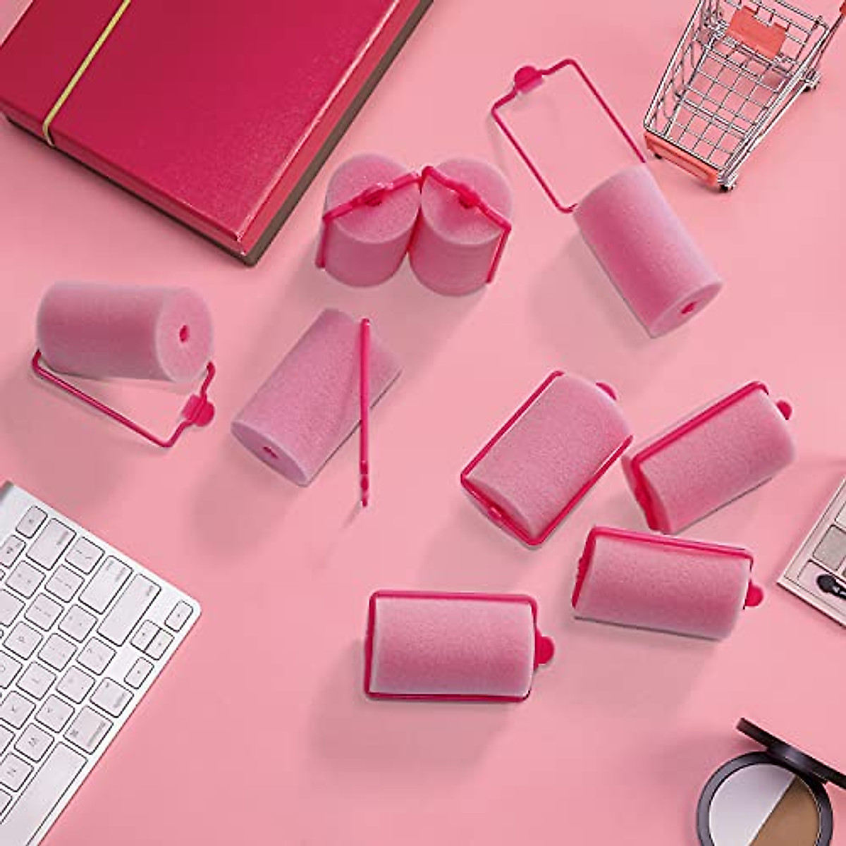 Amzpus 36 Pieces Foam Roller Hair Curler - Flexible Jumbo Foam Sleeping Hair Styling Curlers for Hair Styling, 1.57inch, Pink