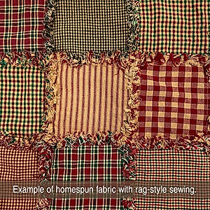 Primitive Red 5 Homespun Cotton Plaid Fabric by JCS - Sold by The Yard