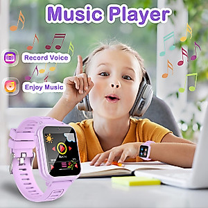 Kids Game Smart Watch Gifts for Girls Age 4-12, 24 Puzzle Games HD Touch Screen Smart Watches with Video Camera Music Player Pedometer Flashlight 12/24hr, Educational Toys for 8 10 12 Year Old Girl