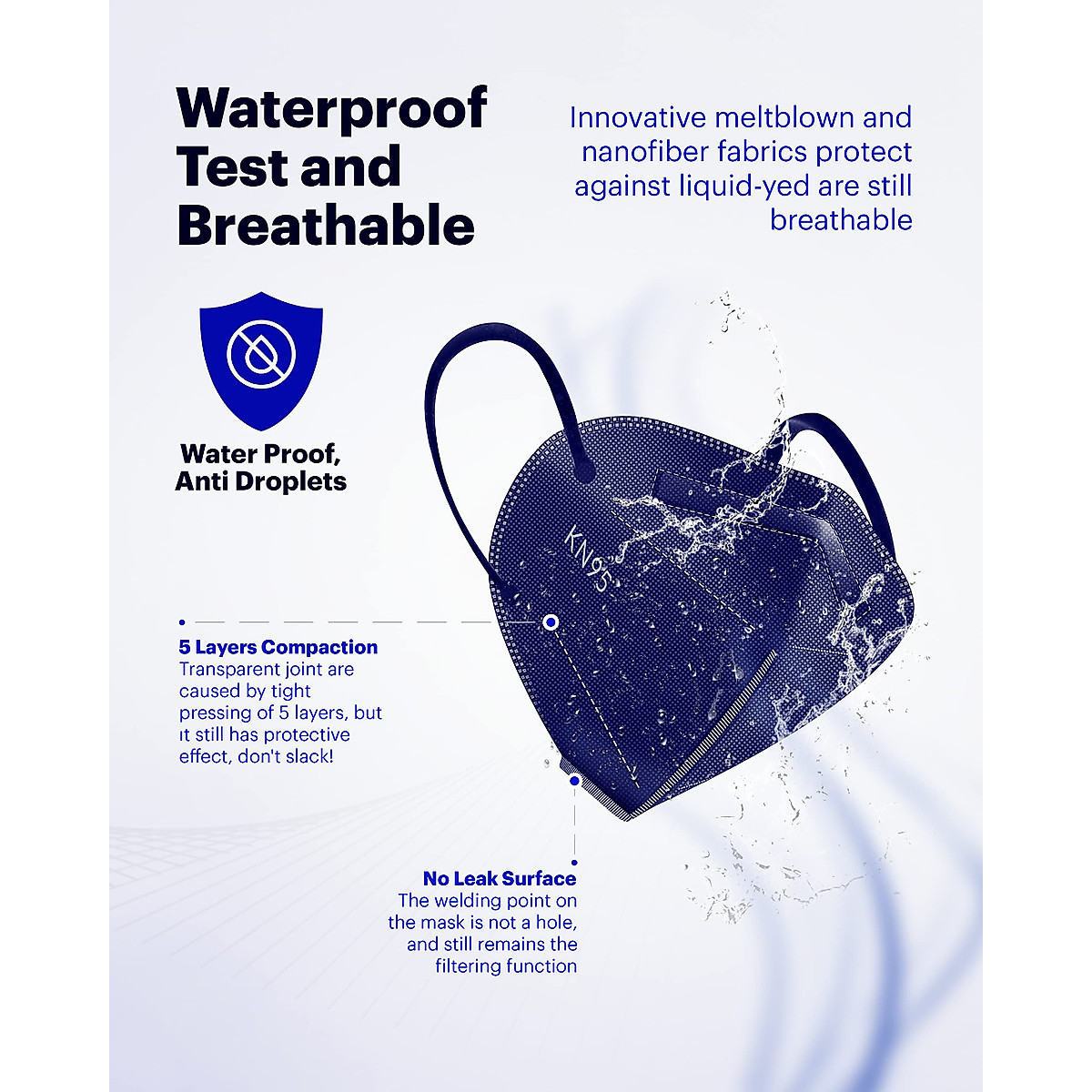 Dolce Calma KN95 Face Mask, 60 Pack Individually Wrapped 5-Ply Breathable & Comfortable Multicolor Masks for Men and Women, KN95 Masks for Adults with Adjustable Nose Clip & Flexible Earloop KN95 Mask