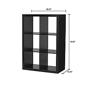 Better Homes and Gardens 4-Cube Organizer Storage Bookcase Bookshelf (4, White) (Solid Black, 6 Cube)