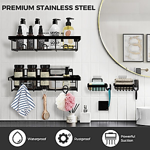 YAWSOUP Adhesive Shower Caddy,4-Pack Shower Shelf,Shower Organizer Can be Wall-Mounted Without Holes,For Shower Organizer&Bathroom Storage.