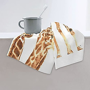 QICENIT Wild Animal Giraffe Hand Towel White Super Soft Plush Highly Absorbent for Bathroom 15.7x27.5In