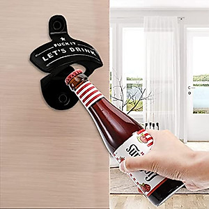 Bottle Opener Wall Mounted, Christmas Funny Wall Mount Bottle Opener for Men Dad Beer Lovers,Novelty Birthday Fathers Day with Mounting Screws Wall Anchors（1 Pack)