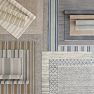 Dash and Albert Denim Rag Diamond Ivory Handwoven Cotton Rug, 3 X 5 Feet, Blue Geometric Pattern