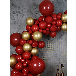 MEBAY Black Gold Red Balloons Garland Arch Kit, 141Pcs Latex Balloons Different Sizes 18 12 10 5 Inch for Party Decorations, Wedding Backdrop, Birthday, Baby Shower, Graduation