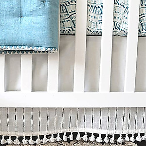 Crane Baby Wrap Around Bed Skirt for Crib, Cotton Crib Skirt for Boy's and Girl's Nursery, White, 28”w x 52”h x 16”d