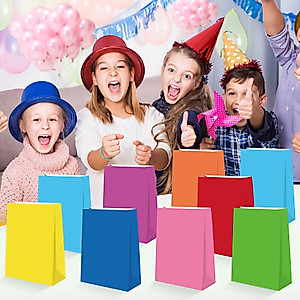 32 Pcs Kraft Paper Bags Party Favor Bags Colorful Small Gift Bags Rainbow Goodie Bags 8 Colors