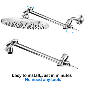 Rain Shower Head with 11'' Adjustable Arm, WarmSpray High Pressure Rainfall Showerhead with Stainless Steel Shower Arm, Rain High Flow and Amazing Pressure (9-Inch Shower Head with Arm, Chrome)